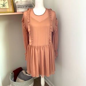 Zara | Dresses | Zara Trafaluc Blush Shimmer Sheer Dress | Poshmark